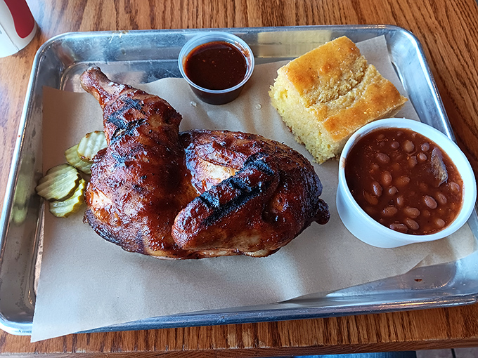 Smoke-kissed chicken that proves poultry can hold its own in a world dominated by pork and beef, especially with those beans as backup dancers.