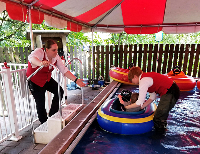 The kiddie bumper boats offer maritime adventures without the seasickness. Future captains navigate their vessels with varying degrees of skill and enthusiasm. 