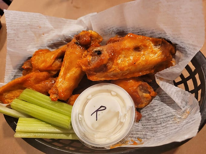 Buffalo wings with a side of celery sticks&mdash;proof that LP Steamers knows sometimes you need a break between crab-cracking sessions.