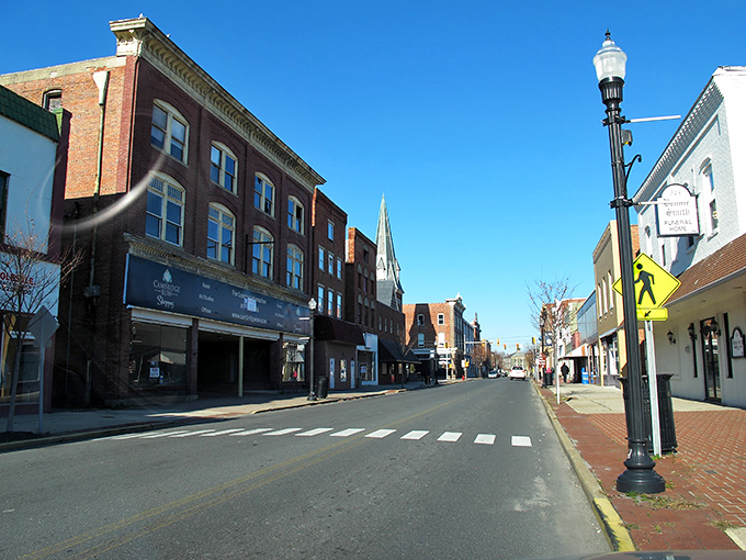 Cambridge's charming streets offer a mix of historic buildings and modern amenities just steps from the scenic Choptank River.