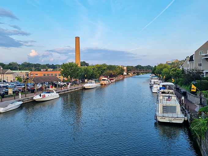 Fairport's canal invites boats to pause awhile, just as the town invites visitors to slow down and stay a spell.