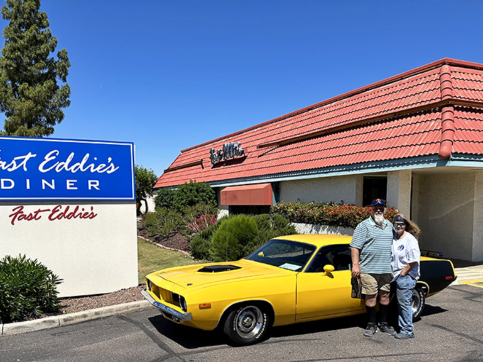 Fast Eddie's Diner: Where classic American muscle cars meet their match in protein-packed breakfast plates.