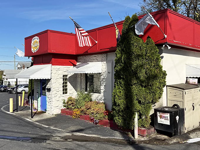 The stone building with patriotic flair houses Nashville burger royalty. Gabby's red and white exterior signals all-American deliciousness.