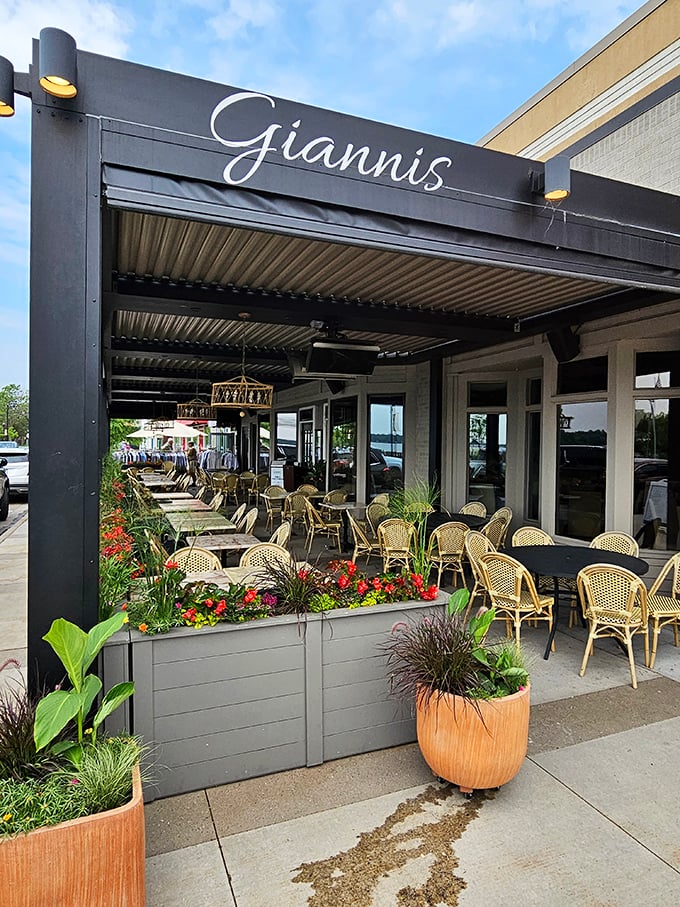 Lakeside elegance meets steak perfection. That patio practically begs you to linger over one more glass of wine.