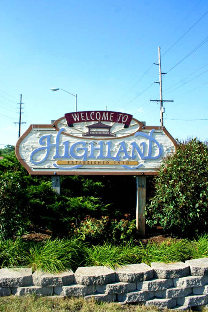 Highland's welcome sign doesn't just mark town limits—it's the gateway to a community where neighbors become your second family.