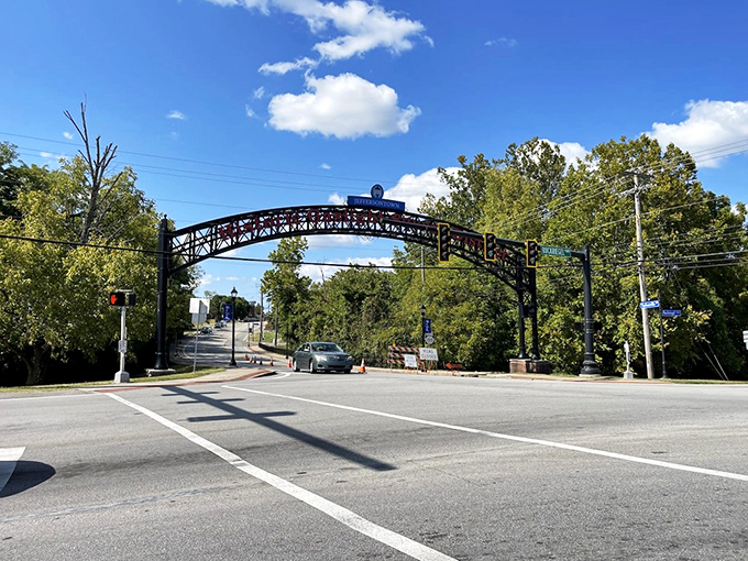 Jeffersontown's welcoming arch stands like a gateway to small-town charm, promising community beyond the threshold.