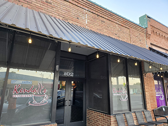 Kendall's storefront might be understated, but those string lights hint at the warm welcome waiting inside.