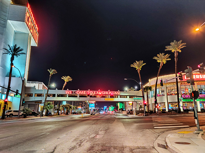 Laughlin lights up the night with its welcome sign, offering resort-town living that won't drain your monthly check.