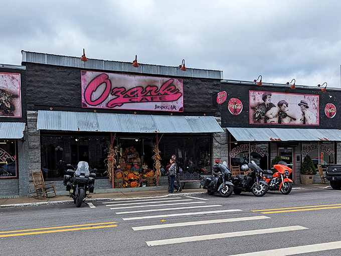Ozark Cafe: Where motorcyclists, hikers, and locals gather under one roof for burgers that make grown men weep with joy.