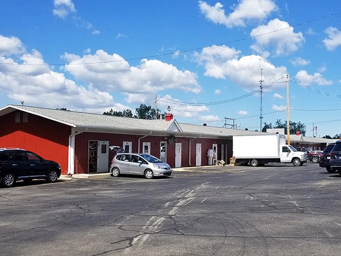 South Bend Farmer's Market's gleaming ceiling watches over generations of vendors and shoppers. History with helpful directional signs!