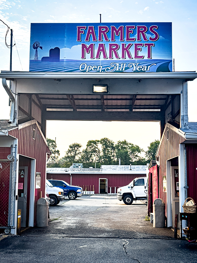 The iconic South Bend Farmer's Market entrance. Like walking through a portal to simpler times and better flavors!