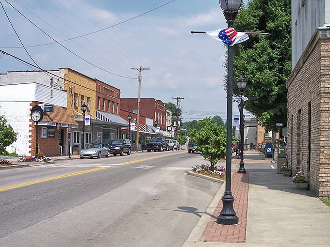 Summersville's main drag might look modest, but wait until you see what lake views cost here compared to coastal retirement spots!