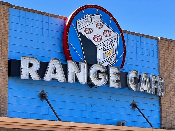 The Range Cafe's stove sign and bright blue facade are like a cartoon come to life &ndash; with food that's seriously good.
