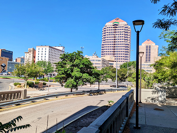 The urban landscape of Albuquerque spreads out beneath you, a city that offers big amenities without the big price tag.