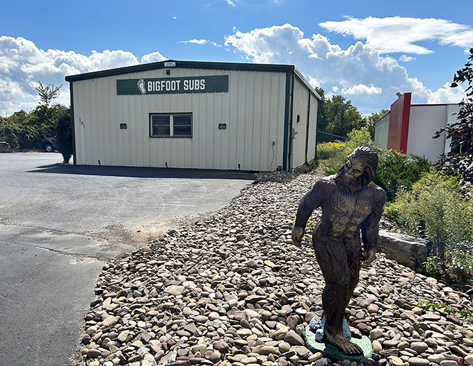 Simple building, extraordinary theme. The sandwiches here are sized for sasquatch appetites and human enjoyment. 