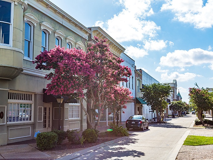 The colorful buildings of downtown Biloxi create a postcard-perfect setting for affordable coastal retirement living.