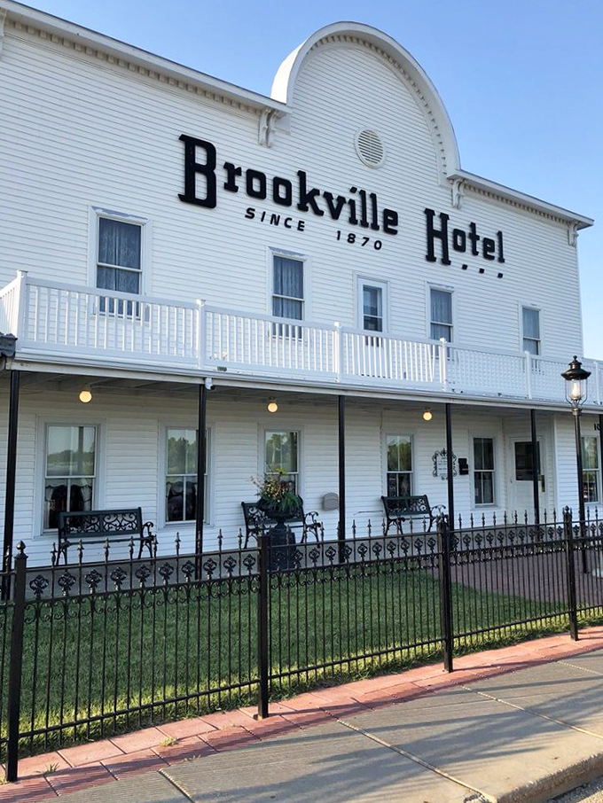 This unassuming building houses the Brookville's legendary family-style dinners. Don't let the plain exterior fool you&mdash;culinary magic happens inside!