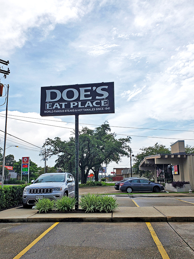 That sign has guided hungry Louisianians since 1941. "World Famous Steaks" isn't hype&mdash;it's historical fact.