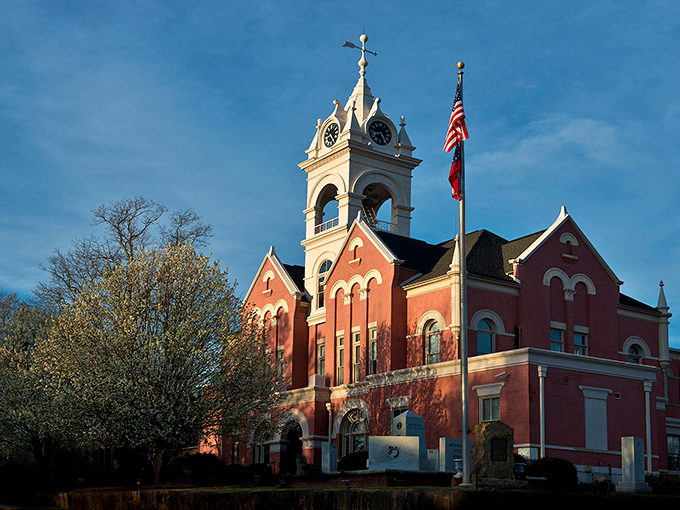 The stunning red brick courthouse in Gray stands as a testament to small-town pride and architectural beauty.