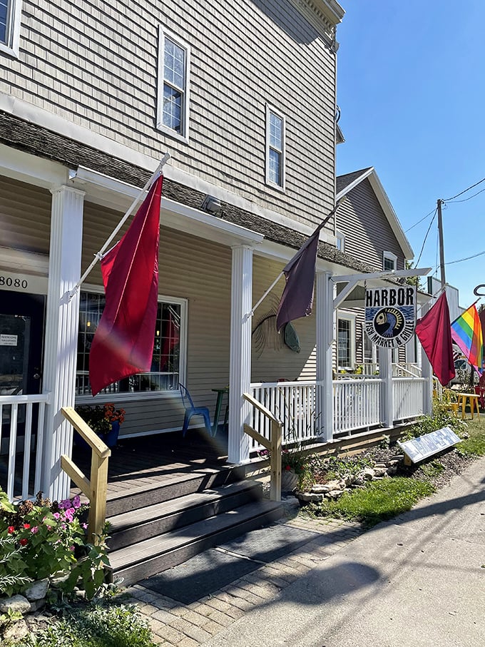 The welcoming porch at Harbor Fish Market practically whispers, "Come in, the whitefish is waiting." Classic Door County charm with seafood to match.