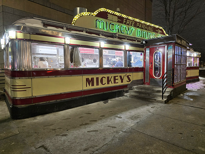 Mickey's Diner: When the neon lights up at night, this St. Paul icon transforms from classic diner to magical breakfast spaceship ready for liftoff.