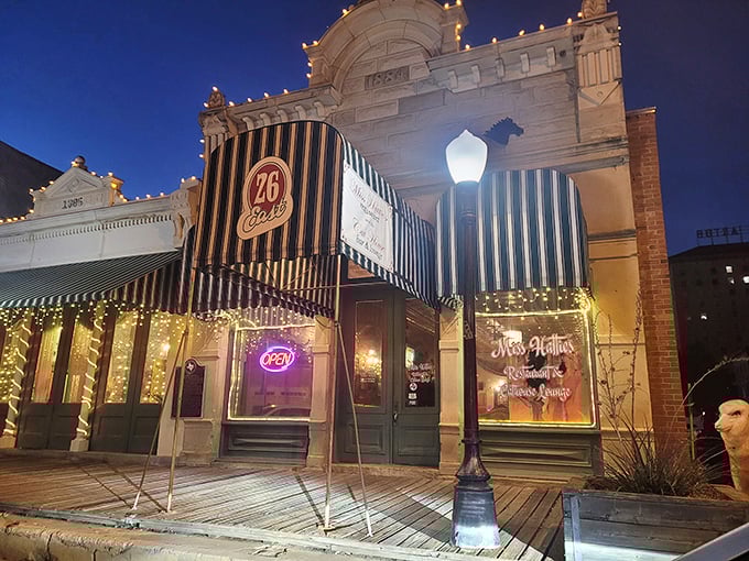 When the sun goes down, those twinkling lights make Miss Hattie's the most romantic spot in West Texas.