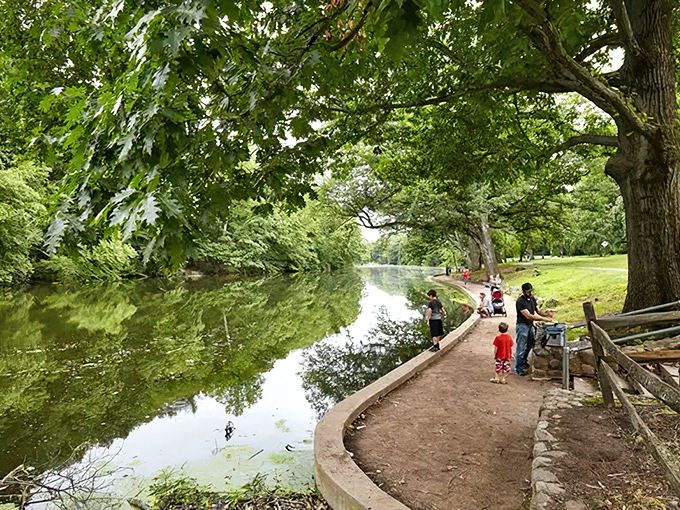 Mountainside Park's serene waters invite visitors to pause and reflect. Nature's therapy session at its finest.