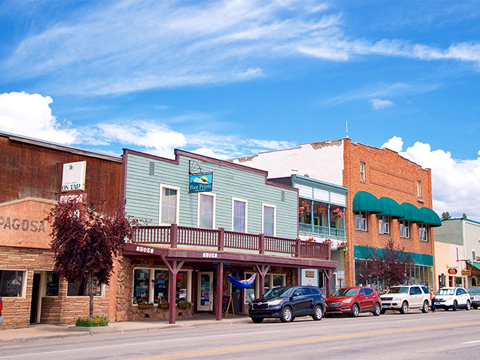 Pagosa Springs: Where mountain views come standard with every parking spot on Main Street.