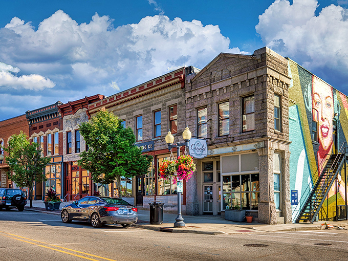 The kind of main street that makes you want to park the car, grab an ice cream cone, and discover what's behind each storefront.