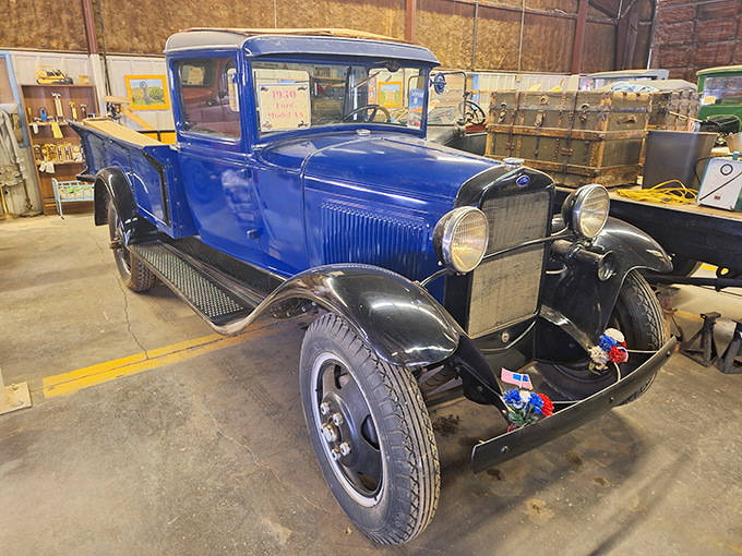 This 1930 Ford Model AA truck's brilliant blue finish stands out like sapphire against coal. Henry Ford never imagined his workhorse would become such a showpiece.