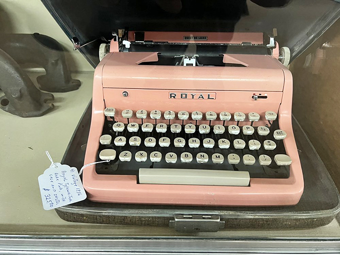 This pink Royal typewriter isn't just a machine &ndash; it's a time capsule from when thoughts required physical effort and mistakes couldn't be deleted with a keystroke.