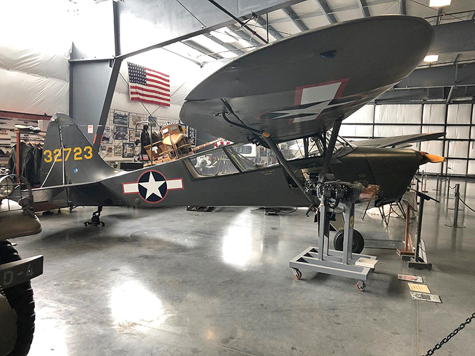 This military training aircraft seems ready to take off at a moment's notice, despite being older than most of the museum's visitors.