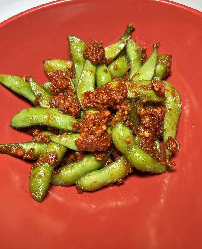 The Angry Edamame lives up to its name&mdash;innocent soybeans transformed by a fiery sauce that'll wake up your taste buds.