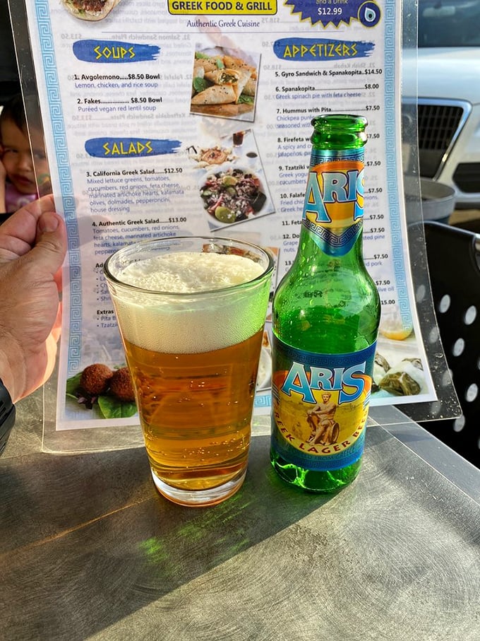 Nothing complements Greek cuisine quite like an authentic Aris beer&mdash;it's basically a Mediterranean vacation in a bottle.