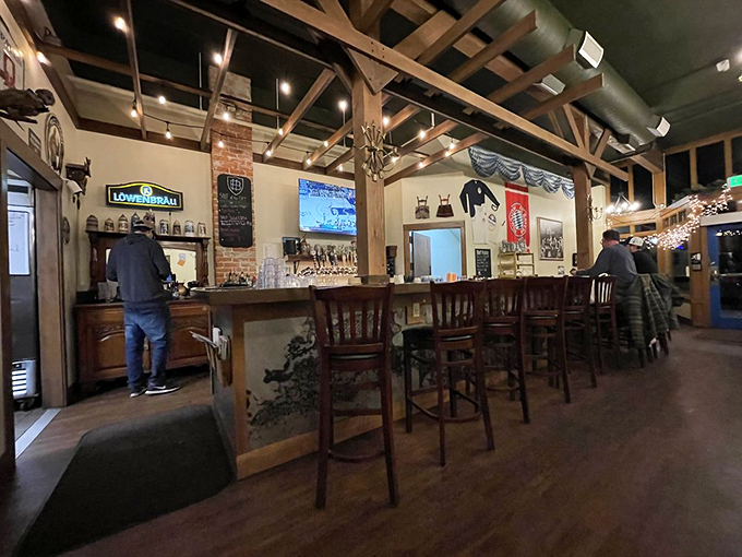 Where beer dreams come true. The exposed beams and wooden bar create the perfect backdrop for making important life decisions—like which beer to try next.