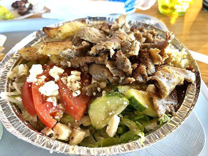 When you can't decide between beef and lamb, why choose? This protein-packed platter with feta-topped salad is the compromise your taste buds deserve.
