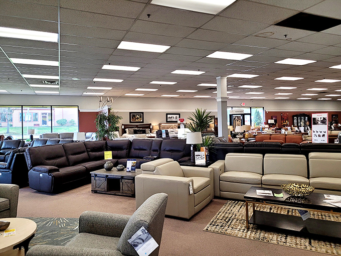 Sectional heaven! Where "just a quick look" turns into two hours of comparing cushion depths and debating L-shapes versus U-shapes.