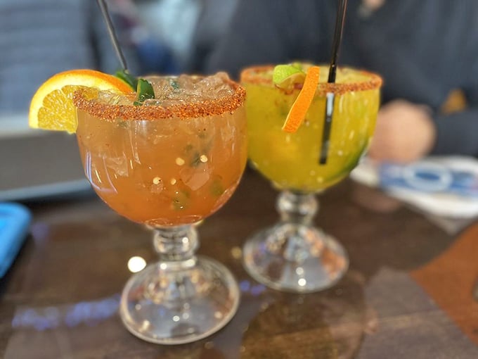 These margaritas aren't just drinks, they're vacation in a glass – rimmed with chili salt and ready to transport you south of the border.