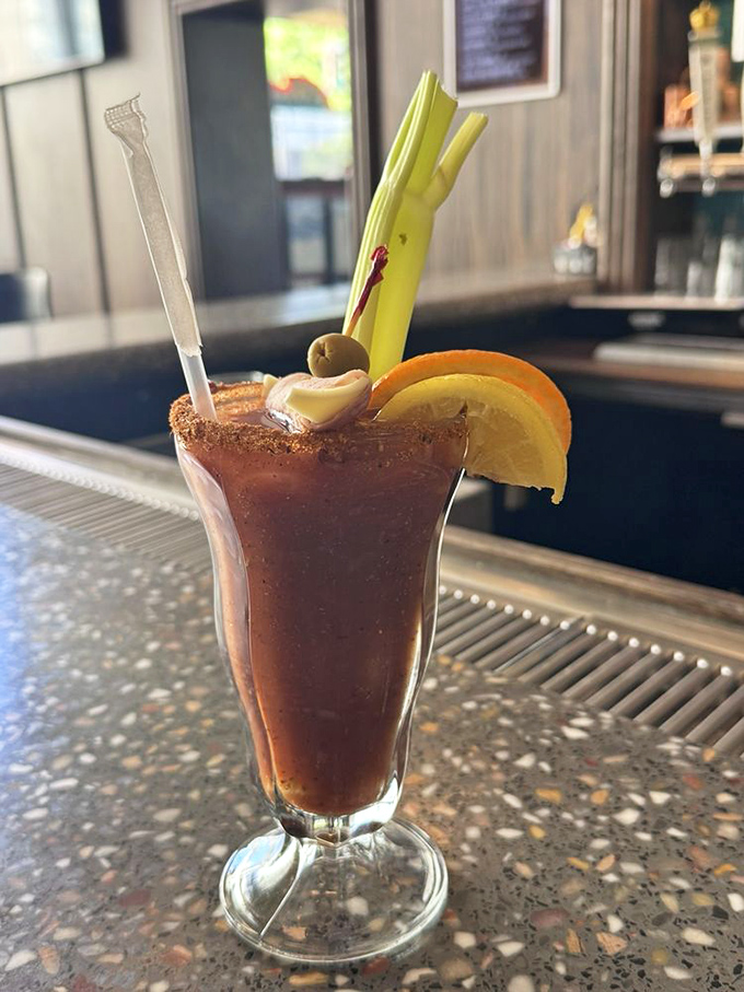 Not just a Bloody Mary &ndash; it's practically a meal in a glass. That celery stalk isn't garnish, it's structural support for a breakfast beverage masterpiece.