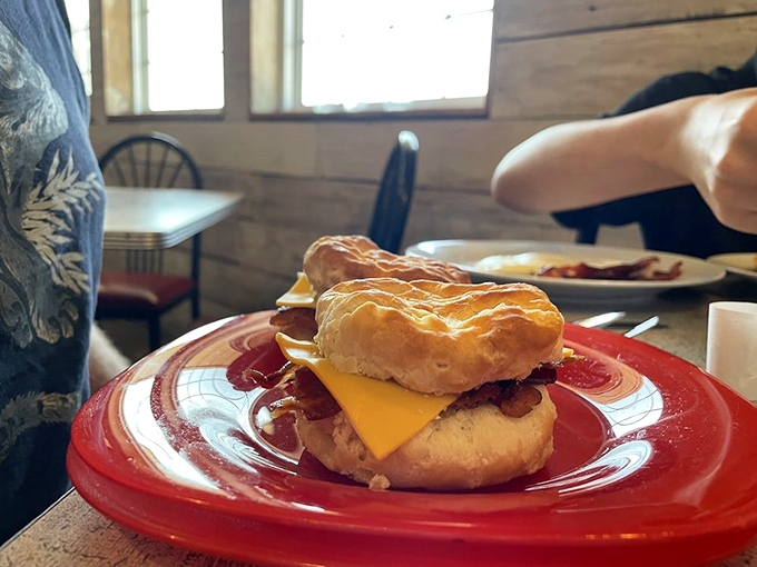 This breakfast sandwich isn't trying to reinvent the wheel&mdash;it's just perfecting it with melted cheese, bacon, and a biscuit that could make your grandma jealous.