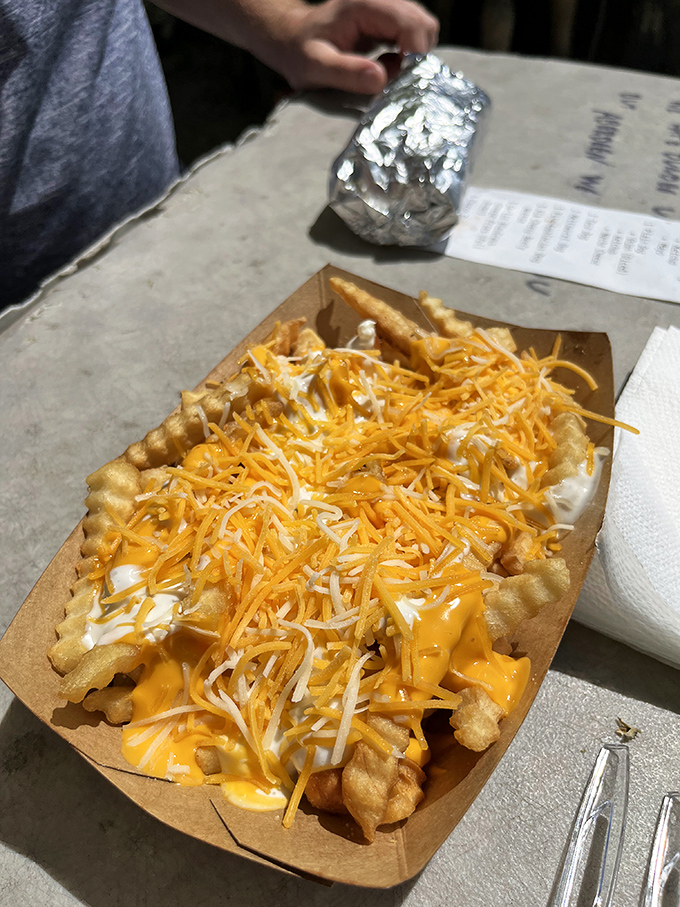 Cheese fries that don't mess around. When the cheese-to-fry ratio reaches golden perfection, you know you've found your happy place.