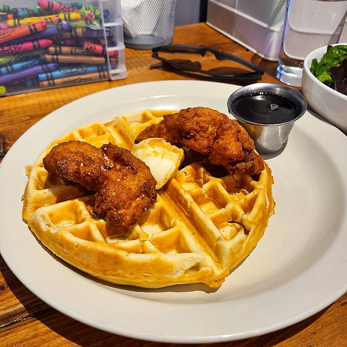Chicken and waffles&mdash;the breakfast equivalent of a power couple. These two were destined to be together, with maple syrup playing matchmaker.