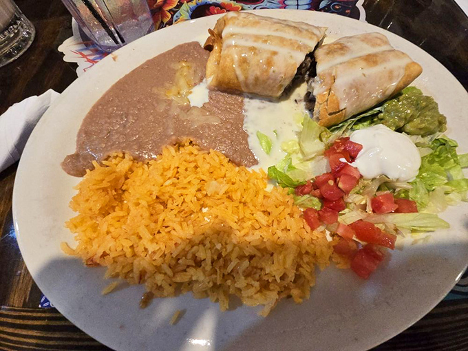 Rice that actually tastes like something, beans with character, and meat that's been properly introduced to seasoning&mdash;this plate gets it right.