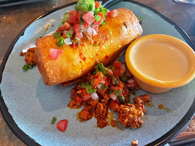 The chimichanga: where deep-fried indulgence meets Mexican comfort food in a golden-brown package that makes calories worth counting later.