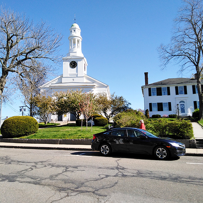 The quintessential New England church &ndash; where white spires pierce blue skies and centuries of Sunday best footsteps have worn paths in the lawn.