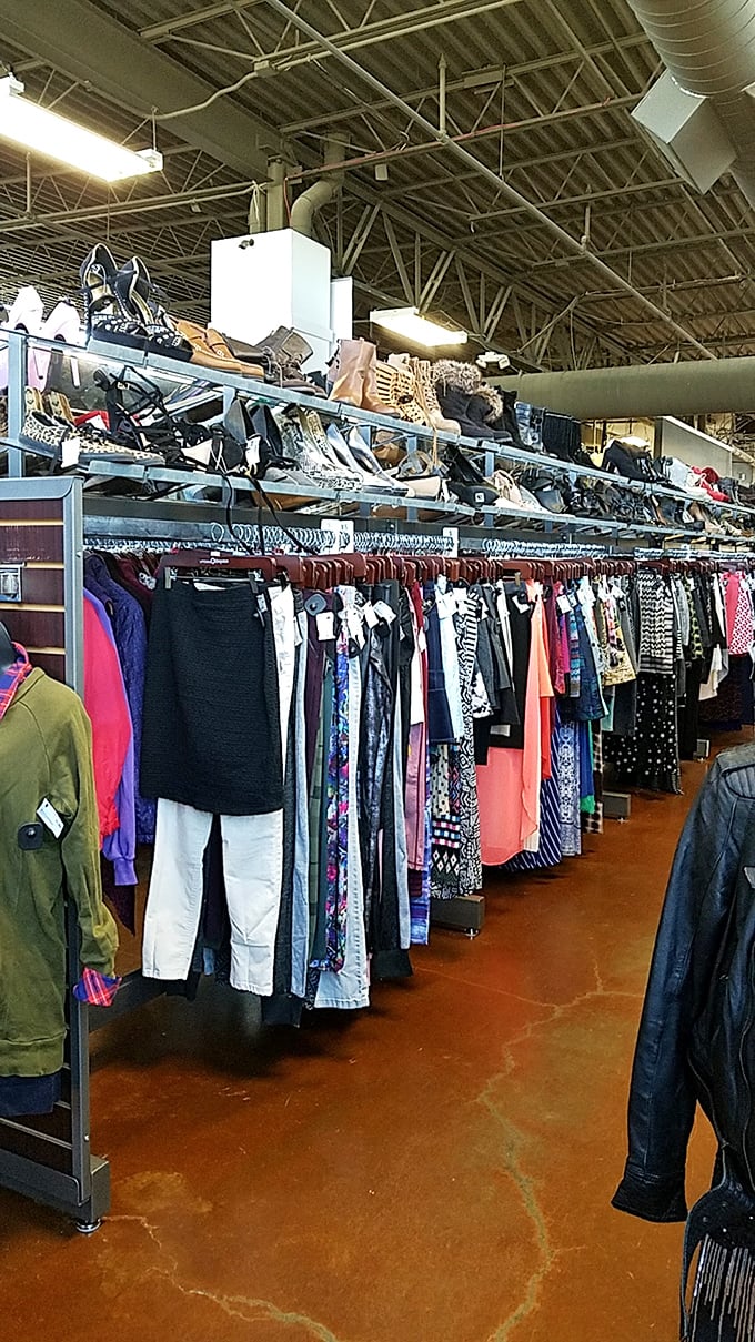 Fashion treasures hang expectantly, waiting for their second chance at making someone's outfit pop without deflating their wallet.