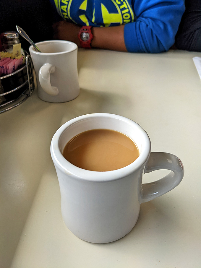 The humble diner mug&mdash;holding what might be the most honest cup of coffee in Washington. No pour-over pretension, just reliable caffeination.