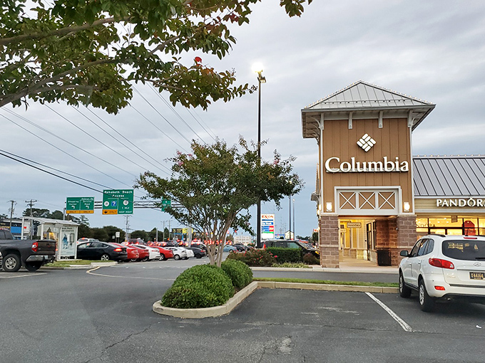 Columbia's distinctive storefront stands sentinel over a sea of parked cars. The hunting grounds for that perfect parking spot&mdash;a sport unto itself.