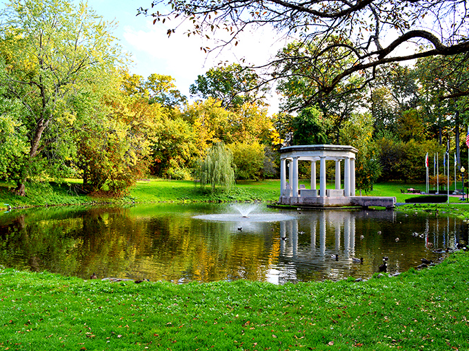 Congress Park's reflecting pool and gazebo create postcard-perfect moments that cost nothing but the time to enjoy them.