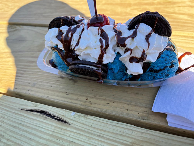 Blue ice cream with Oreo accents proves Cookie Monster was onto something all along. C is for cookie, and cookie is definitely for me.